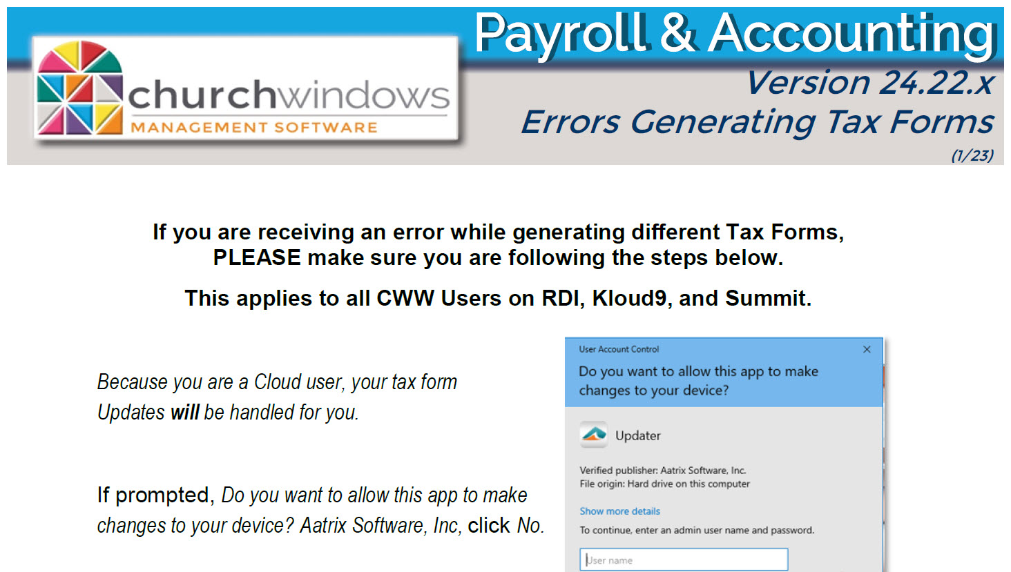 CW Web Customers Only: Errors Generating Tax Forms | ChMS