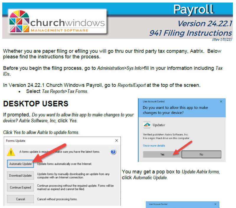 Payroll: 941 Filing Instructions | ChMS
